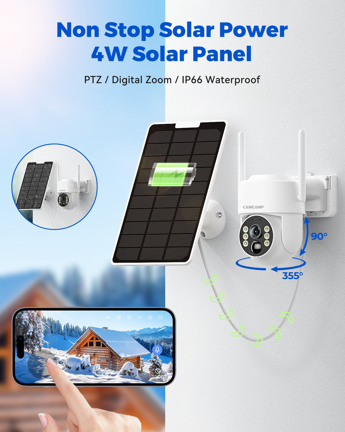 Camcamp SC44 2.5K Solar Wireless Home Security Camera System with 7 in ...