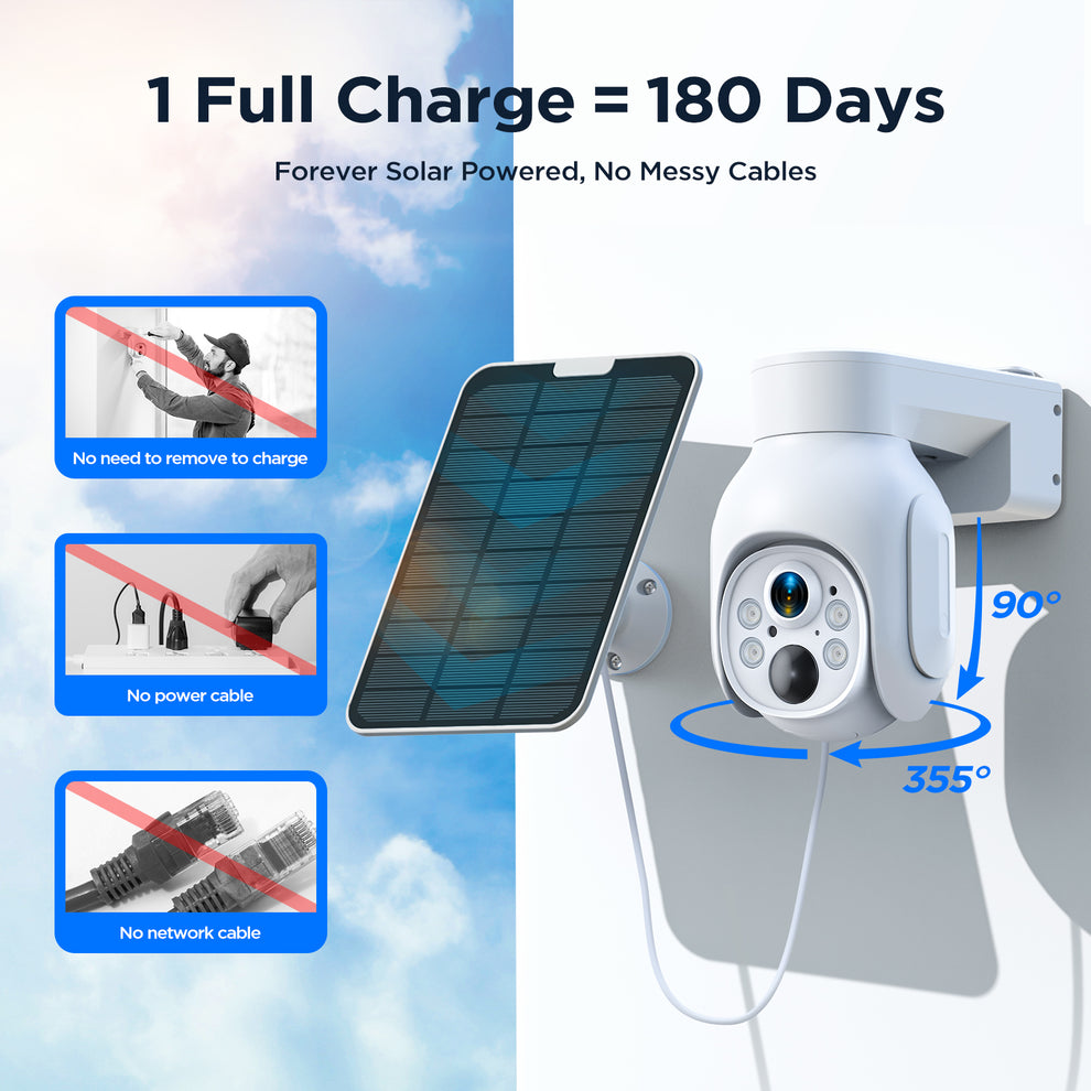 Camcamp SC23 4MP Wireless Solar Powered WiFi PTZ Security Camera Syste ...