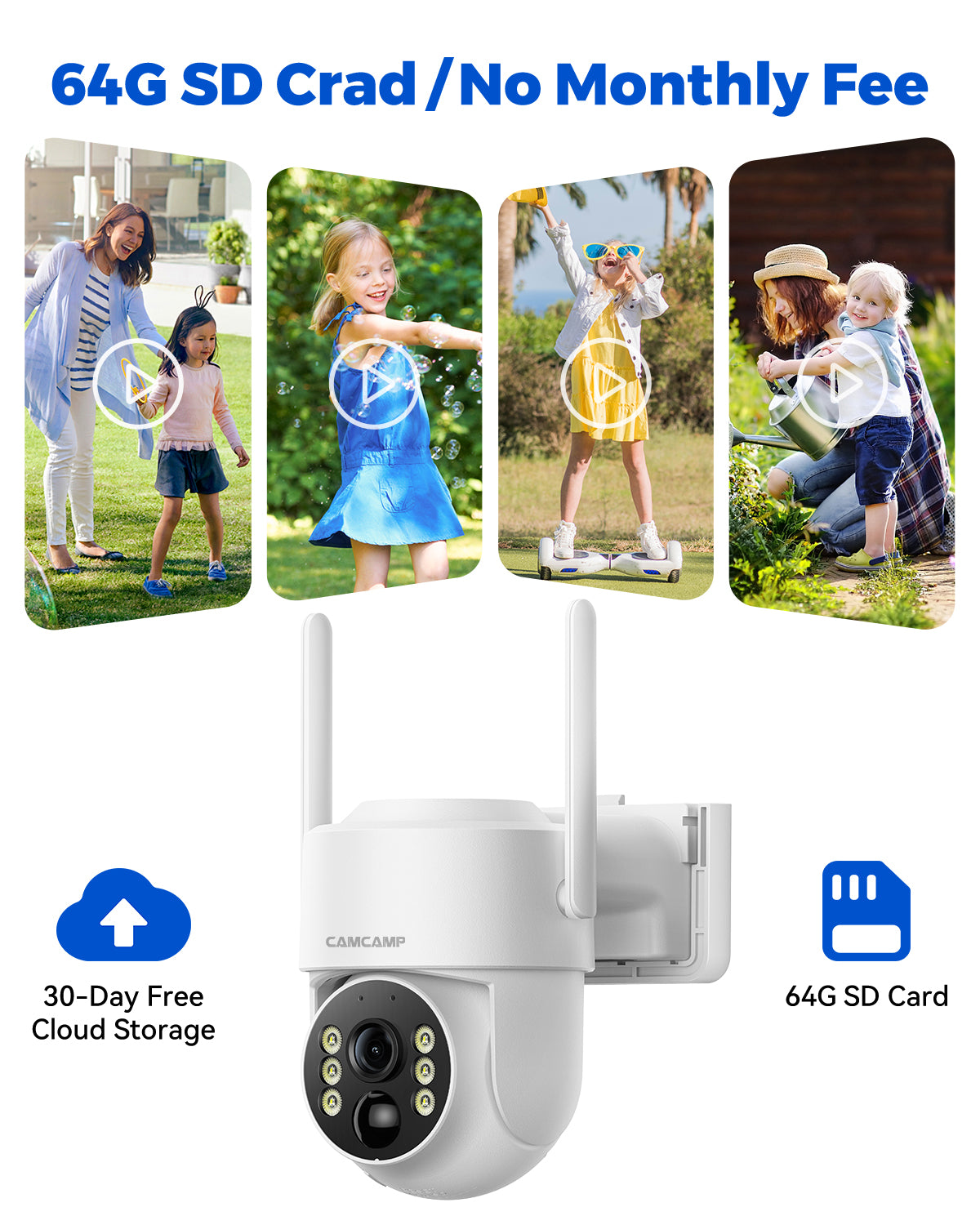 Camcamp SC44 2.5K Solar Wireless Home Security Camera System with 7 in ...