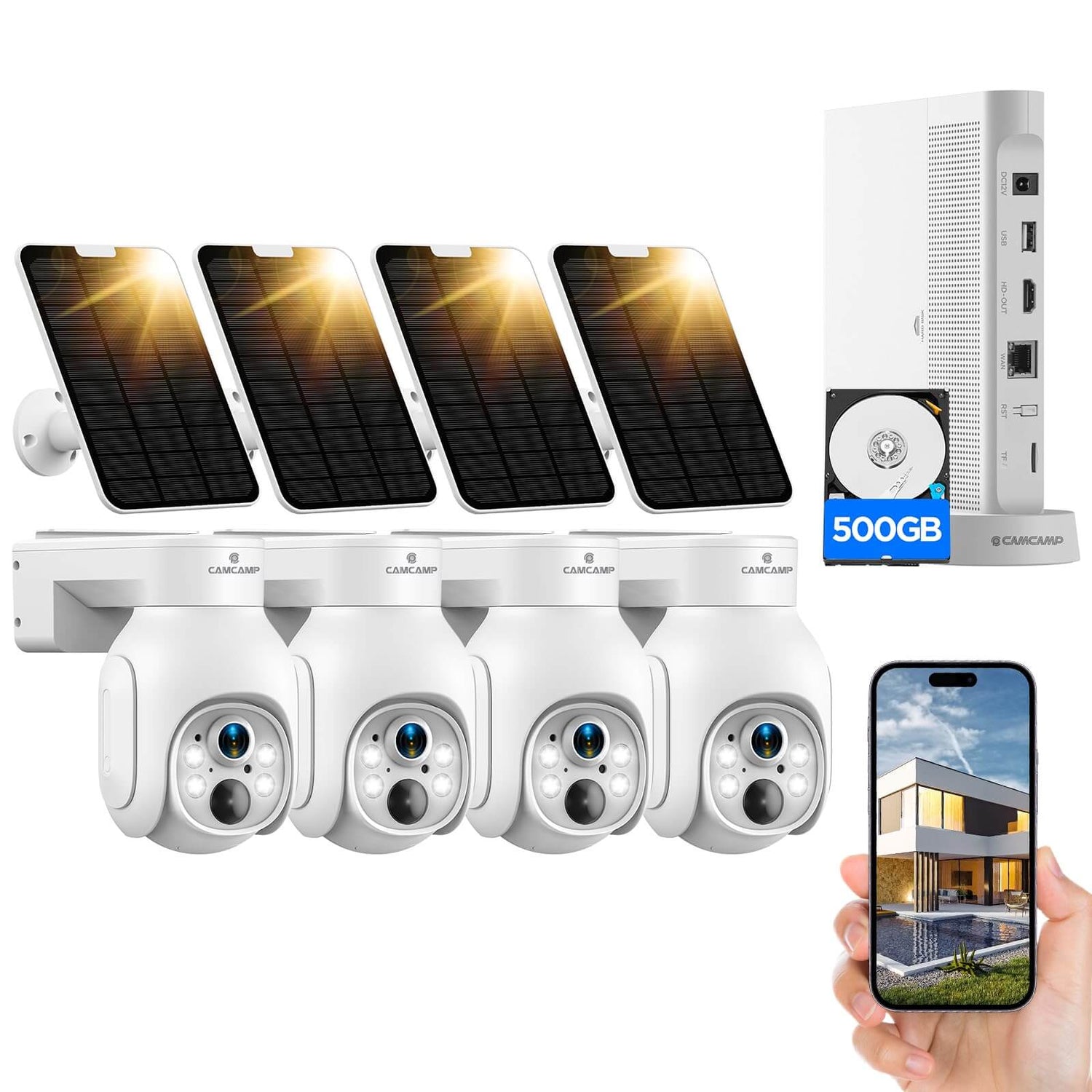 Camcamp SC23 2.5K PTZ Solar Powered Home Security Camera System with N ...